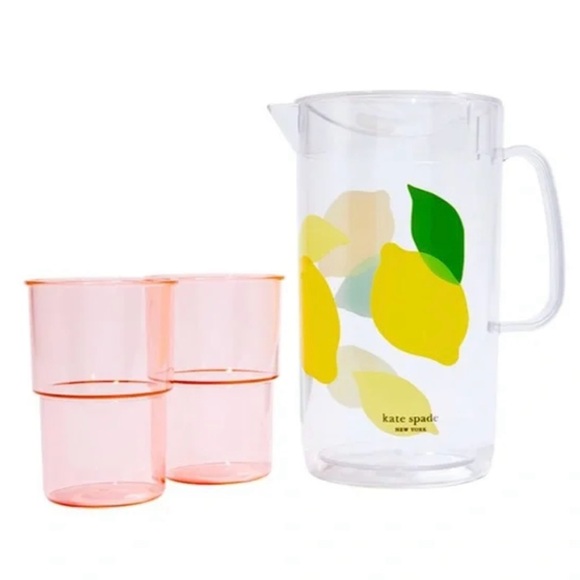 kate spade | Dining | New Kate Spade New York Lemon Pitcher Set With 2 ...
